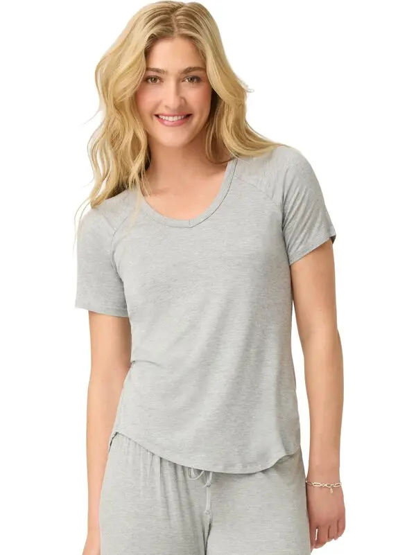 PJ Salvage Modal Basics Short Sleeve V-neck Tee - H Grey