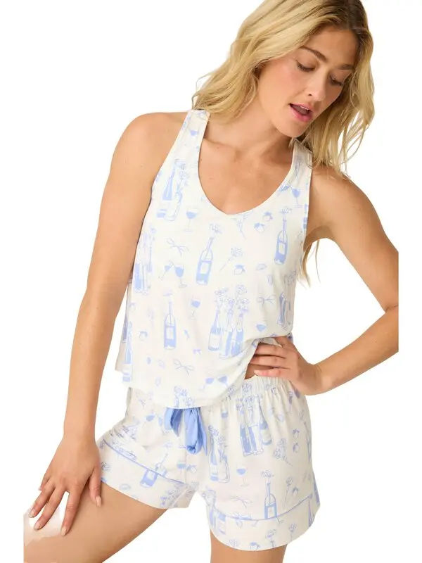 PJ Salvage Whimsical Print Racerback Tank - Ivory