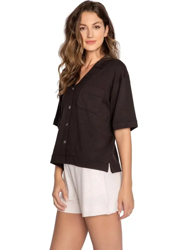 PJ Salvage Button-up Top With Pocket - Black