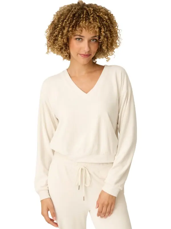 PJ Salvage Corduroy V-neck Long Sleeve Top - One-color