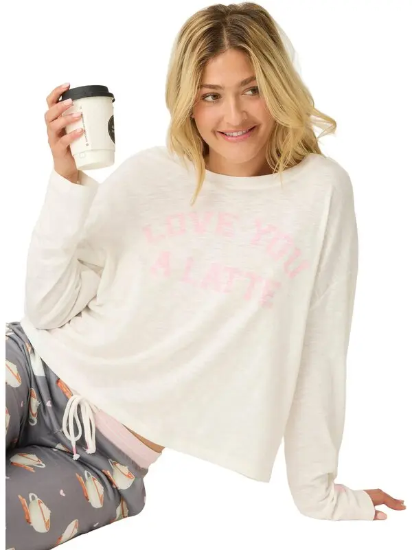 PJ Salvage Love You A Latte" Long Sleeve Top - One-color