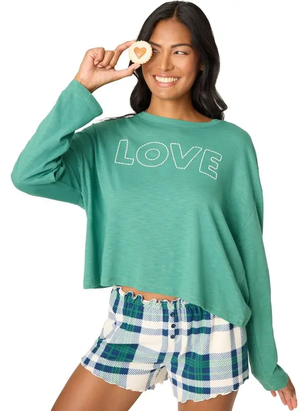 PJ Salvage Love" Graphic Long Sleeve Top - One-color