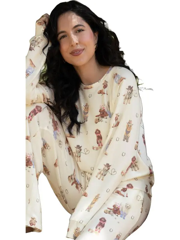 PJ Salvage Ruff On The Range" Long Sleeve Top - Natural