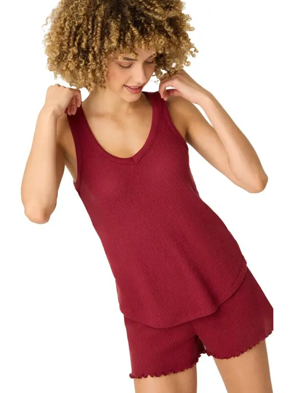 PJ Salvage Ribbed V-neck Tank Top - Port