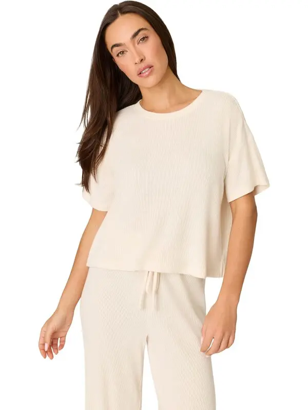 PJ Salvage Textured Rib Knit Short Sleeve Top - One-color