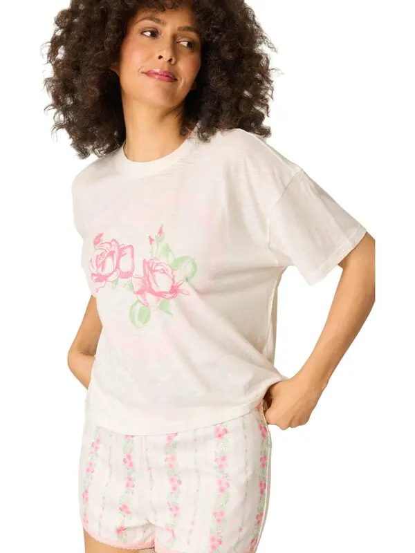 PJ Salvage Super-soft Cotton Heart Bloom Graphic T-shirt - Ivory