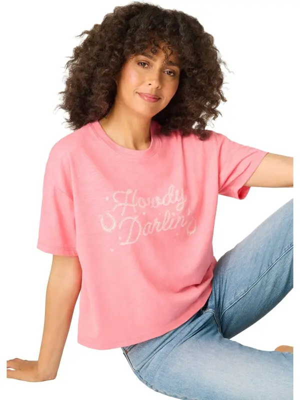 PJ Salvage Western Blooms "howdy Darlin" Graphic Print Slub Jersey T-shirt - One-color