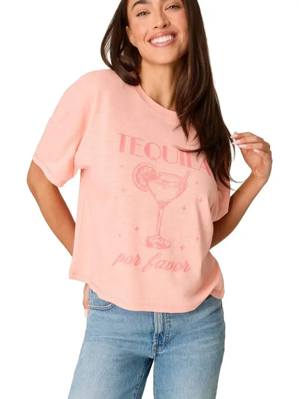 PJ Salvage Cotton-modal Slub Jersey Graphic T-shirt - Grapefruit