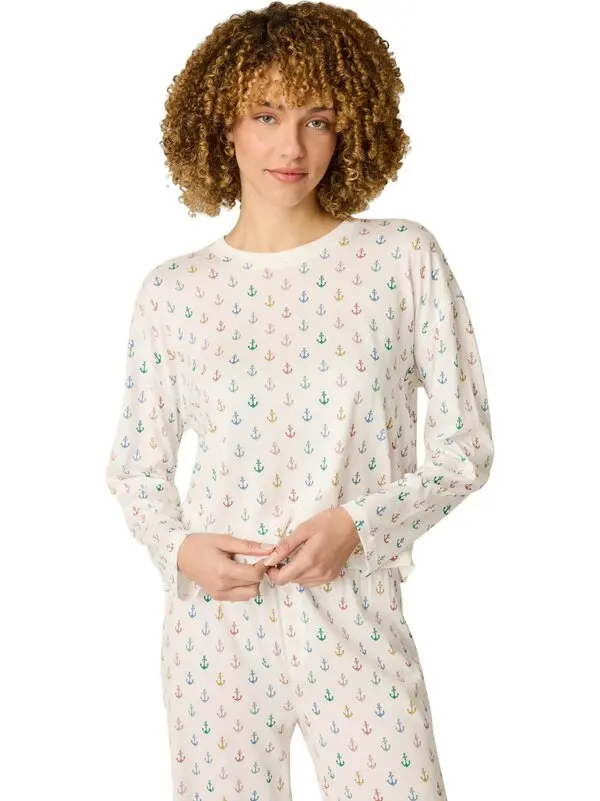 PJ Salvage Meet Me At The Sea" Anchors Aweigh Long Sleeve - Ivory