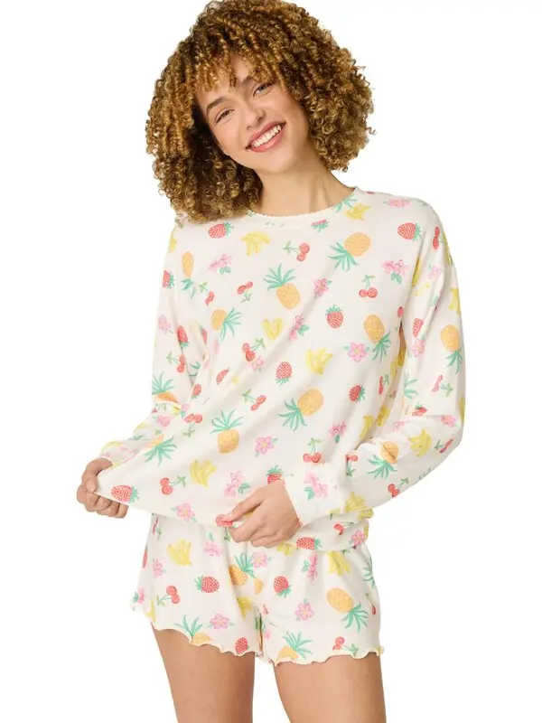 PJ Salvage Fruit Fiesta Long Sleeve Top - Ivory