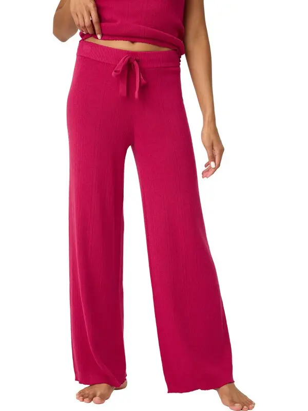 PJ Salvage Super-soft Cotton Pointelle Lounge Pants - Sangria