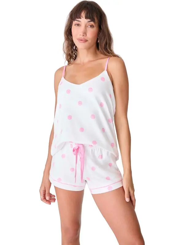 PJ Salvage X Susan G. Komen "choose Happy" Camisole With Pink Smile Print - Ivory