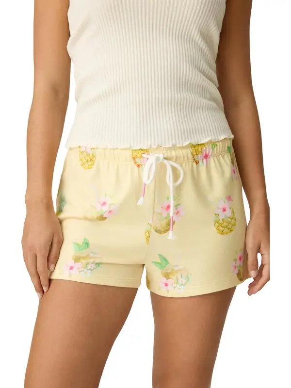 PJ Salvage Aloha Hour Tropical Print Sleep Shorts - Pineapple