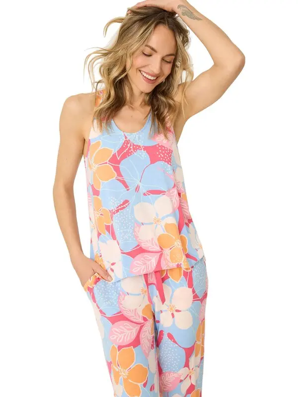 PJ Salvage Tropical Floral Modal Jersey Racerback Tank - Multi