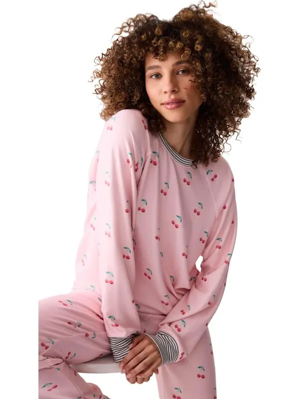 PJ Salvage Long Sleeve Cherry Print Top - One-color