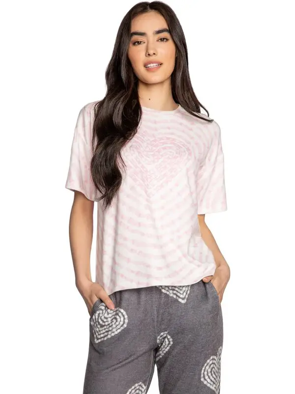 PJ Salvage Tie-dye Heart Short Sleeve Top - One-color