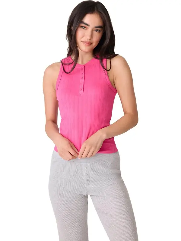 PJ Salvage Pointelle Knit Tank - Fuchsia