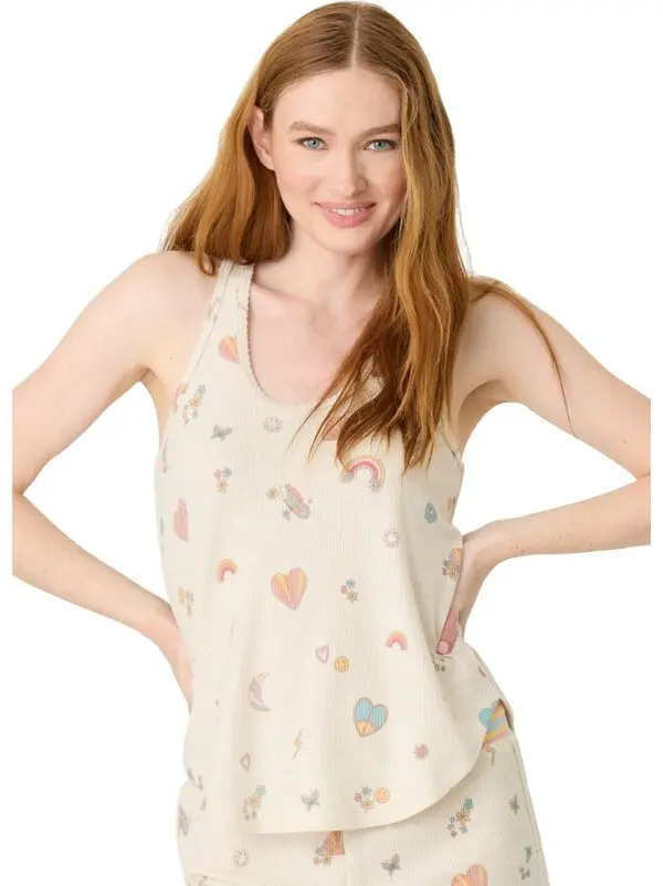 PJ Salvage Printed Racerback Tank - Light Oatmeal