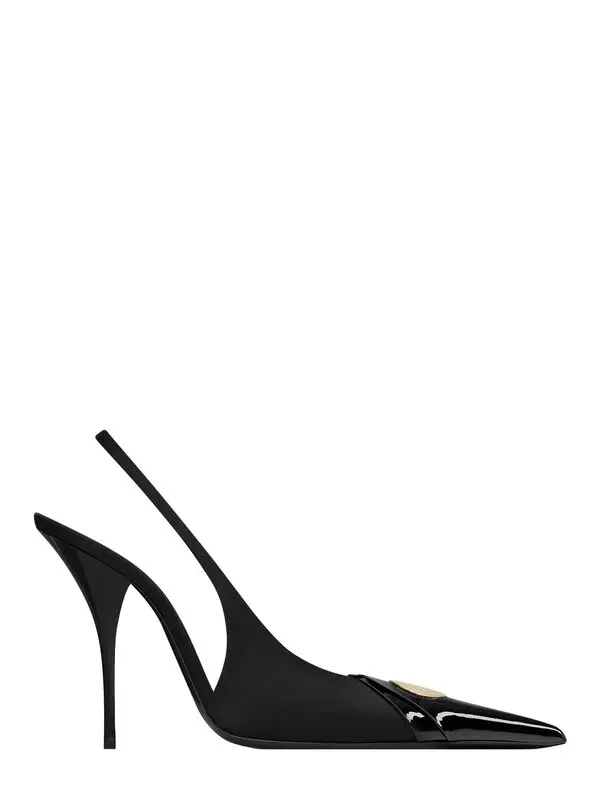 Saint Laurent Patent Leather And Satin Slingback Pumps - Black