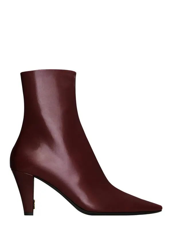 Saint Laurent Jill Ankle Boots In Smooth Leather - Vintage Bordeaux