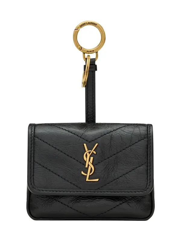 Saint Laurent Niki Charm Pouch In Vintage Leather - Black