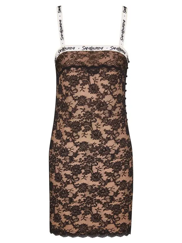 Saint Laurent Lace Slip Dress - Noir