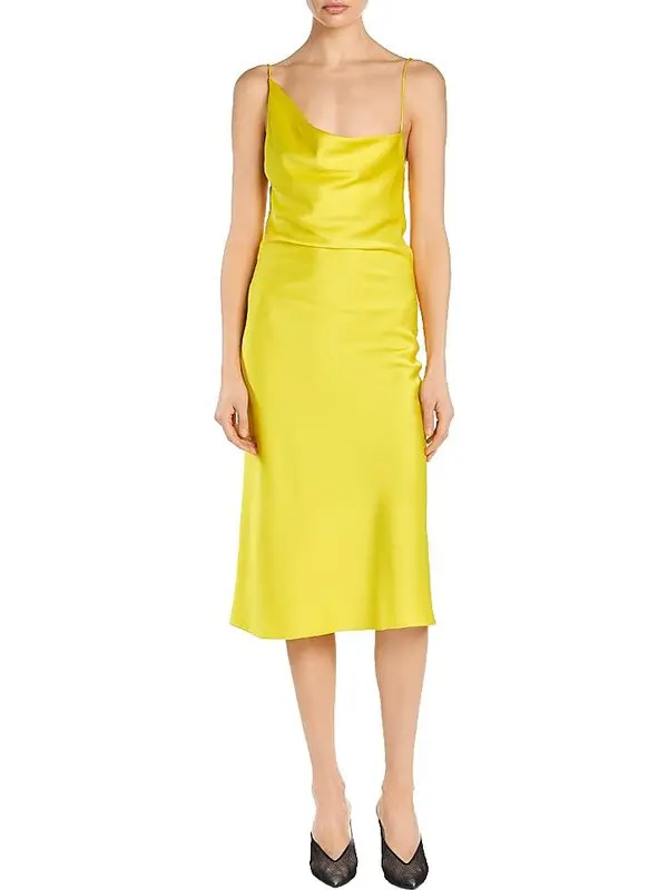 Stella McCartney Cowl Neck Slip Midi Dress - Bright Yellow