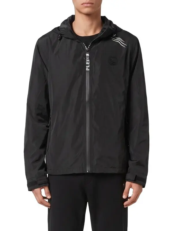 PLEIN SPORT Zip-up Hooded Jacket - Black