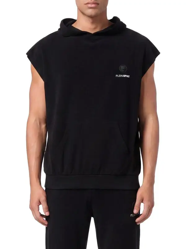 PLEIN SPORT Sleeveless Hooded Sweatshirt - Black