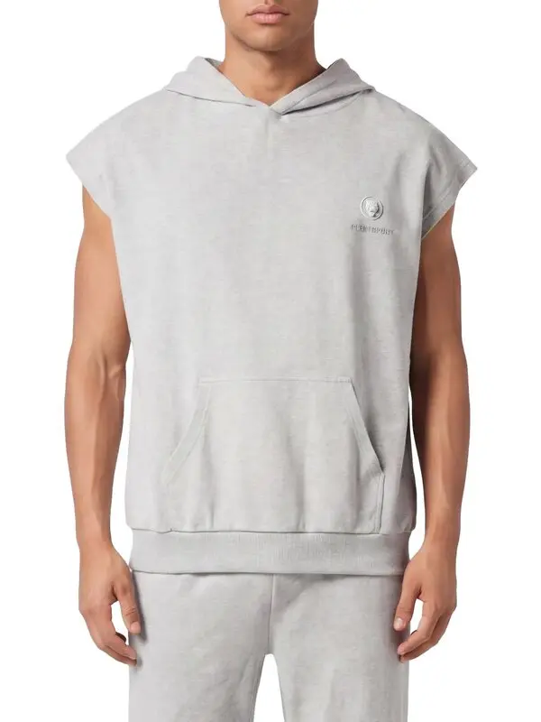 PLEIN SPORT Sleeveless Hooded Sweatshirt - Grey