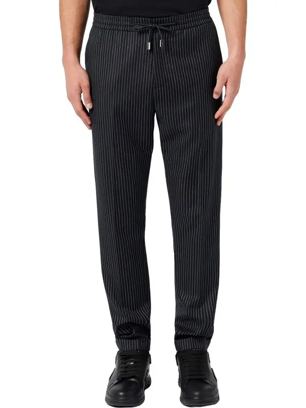 Philipp Plein Striped Trousers - Black