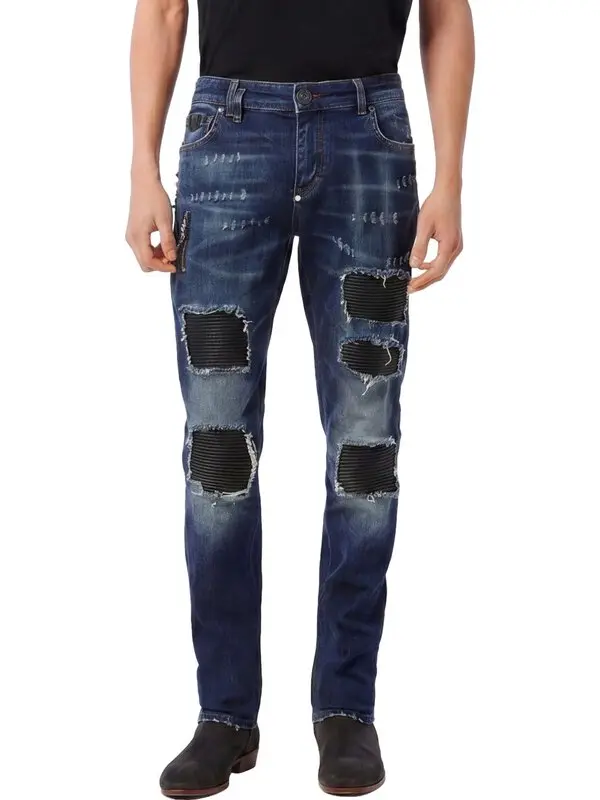 Philipp Plein Distressed Moto Jeans - Denim