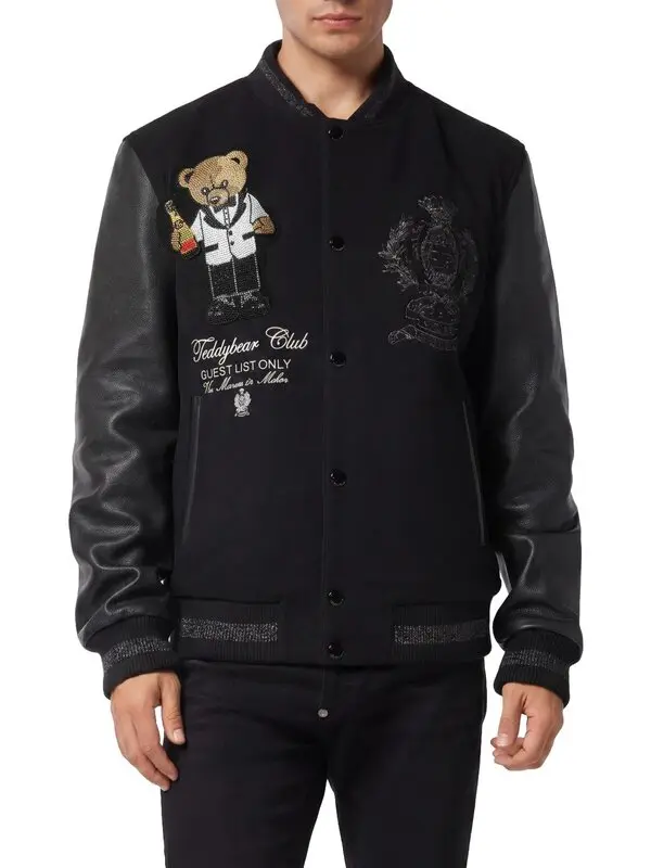 Philipp Plein Teddybear Club Varsity Jacket - Black