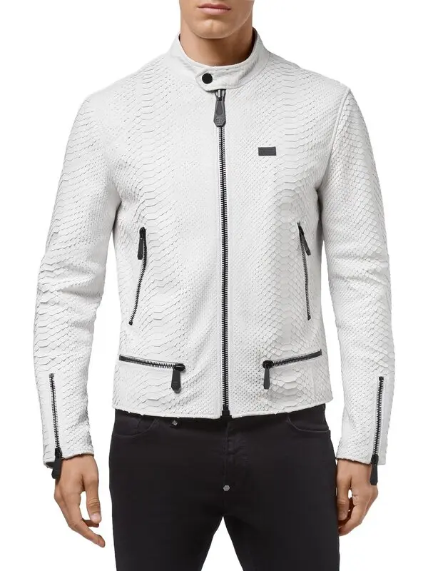 Philipp Plein Leather Jacket - White