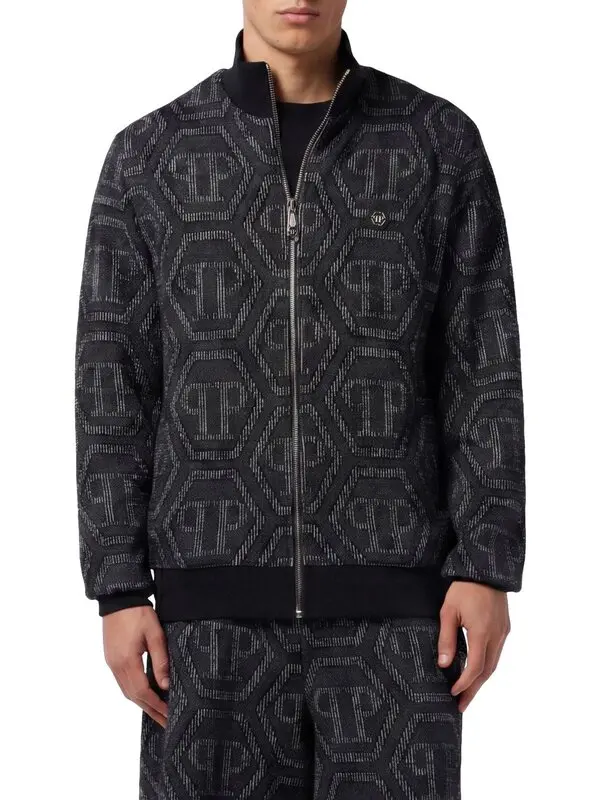 Philipp Plein Geometric Print Bomber Jacket - Black