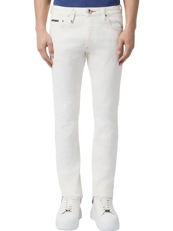 Philipp Plein Monogram Embossed Jeans - White