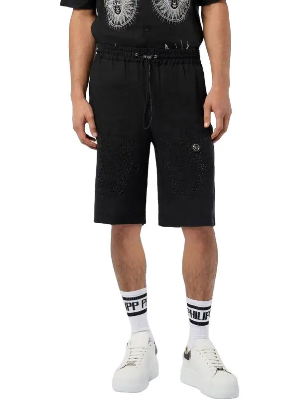 Philipp Plein Embellished Drawstring Shorts - Black