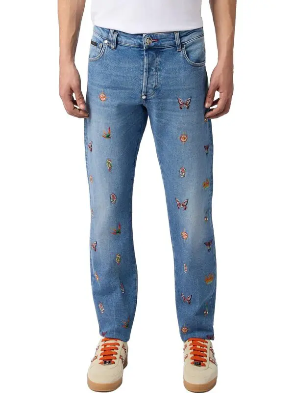 Philipp Plein Embroidered Jeans - Denim