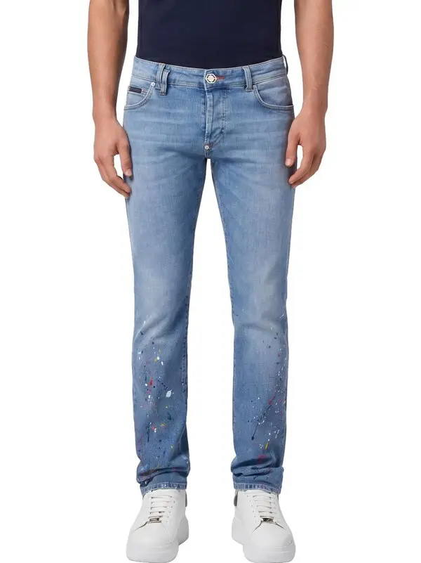 Philipp Plein Paint Splatter Jeans - Denim