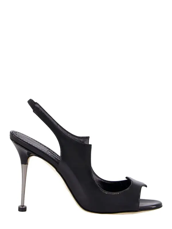 Manolo Blahnik Patent Leather Slingback High-heeled Sandals - Black