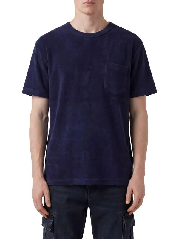 Howlin' Crew Neck T-shirt In Cotton Blend With A Chest Patch Pocket - Blue