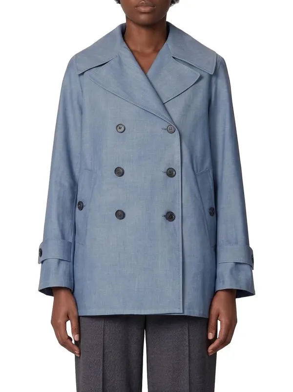 SAVE THE DUCK Double-breasted Knee-length Trench Coat - Indigo