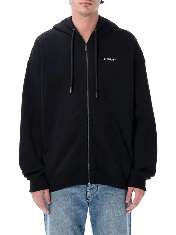 Off-White Full Zip Hoodie - Black