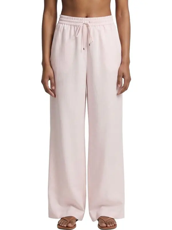 BOSS Linen Blend Wide Leg Trousers - Pink