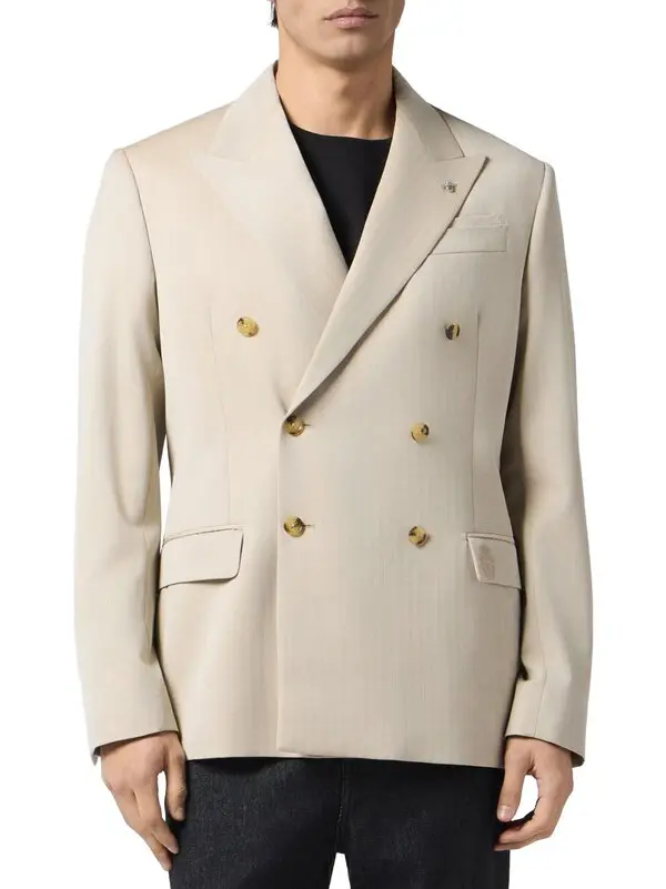 BILLIONAIRE Double Breasted Tailored Blazer - Beige