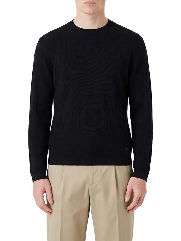 Emporio Armani Textured Crew Neck Pullover - Black