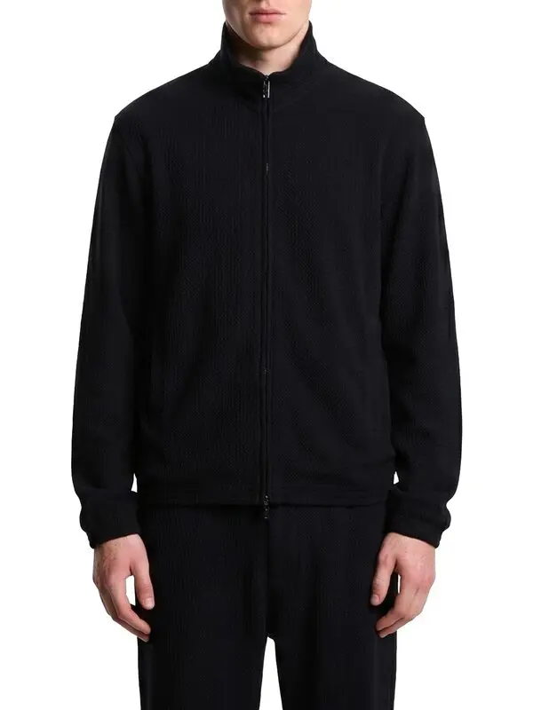 Emporio Armani Zip-up Textured Sweatshirt - Blue