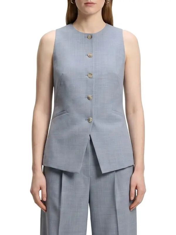 BOSS Virgin Wool Waistcoat - Grey