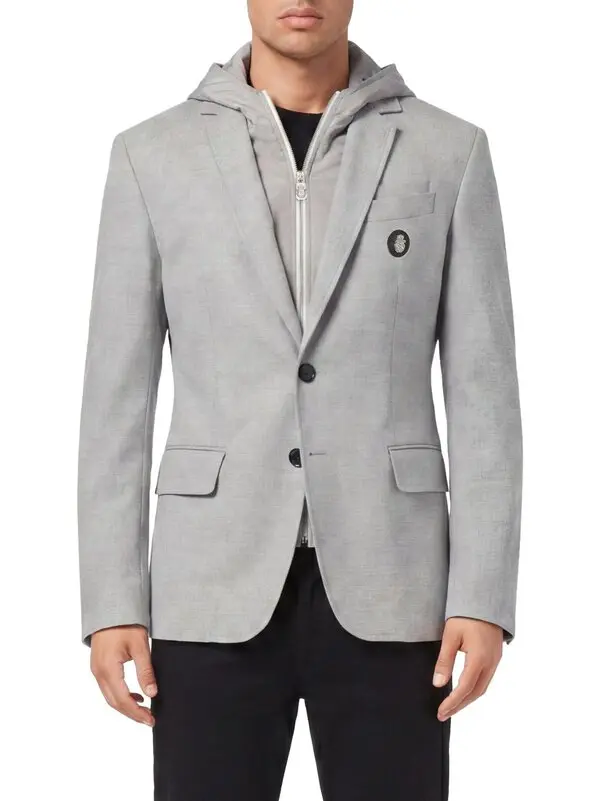 BILLIONAIRE Tailored Jacket With Hooded Insert - Grey
