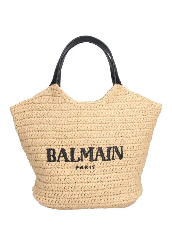 Balmain Raffia Tote Bag - Beige